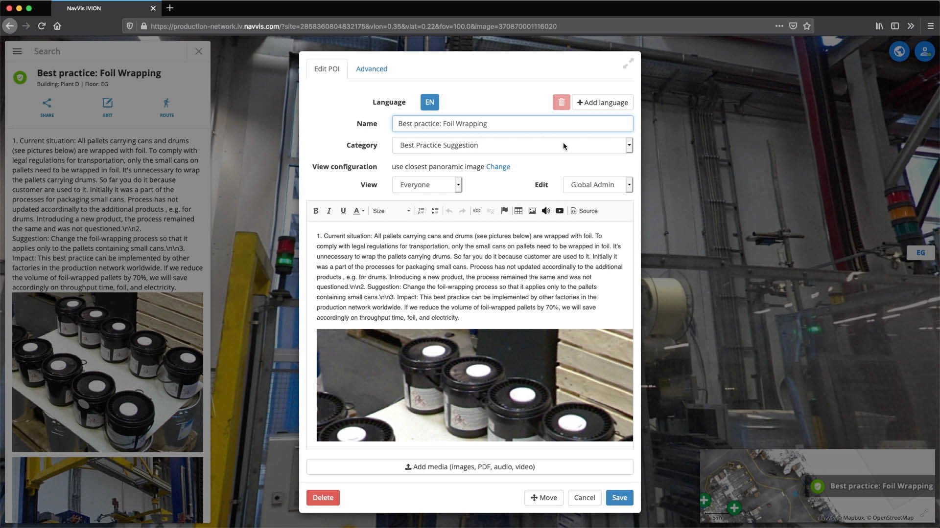 Digital factory use case: Best practice sharing with NavVis IVION Go